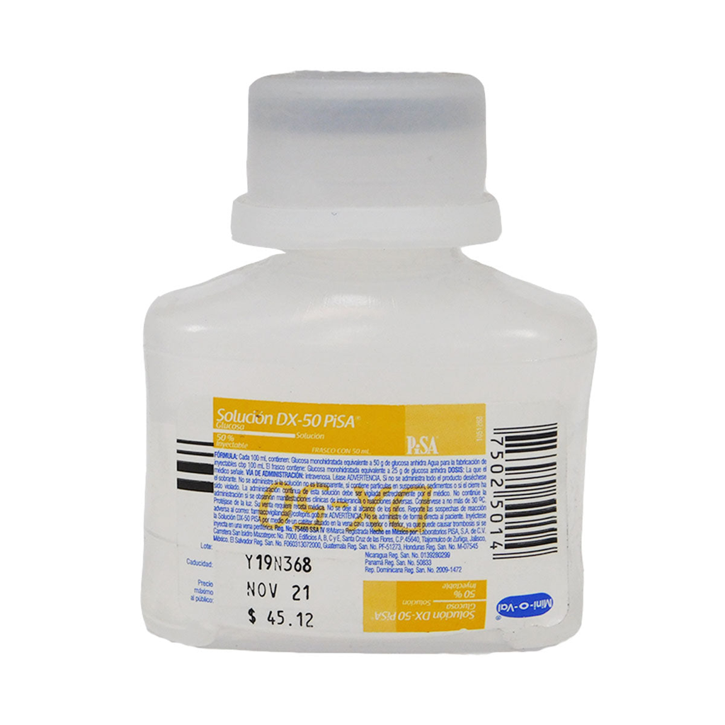 SOLUCION DX-50 MINIOVAL 50 ML INYECTABLE - GLUCOSA (DEXTROSA)(PISA ...